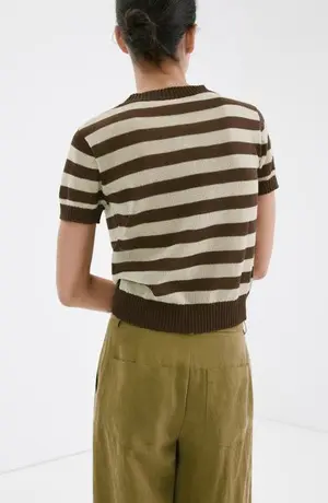 Mango Striped Cropped Fine Knit Sweater