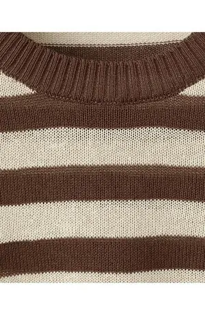 Mango Striped Cropped Fine Knit Sweater