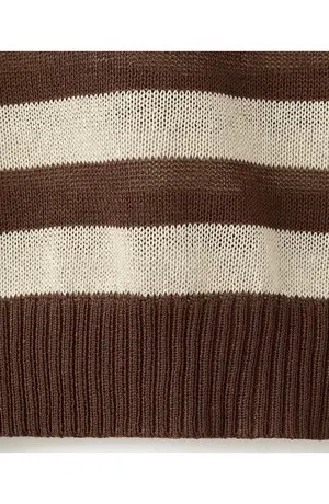 Mango Striped Cropped Fine Knit Sweater