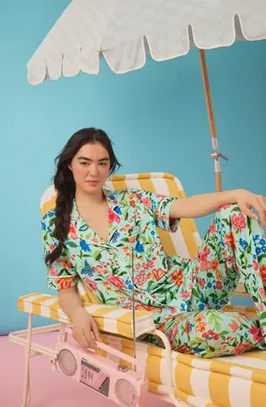 ROOM SERVICE Print Long Pajamas