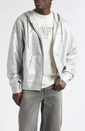 GOLDEN GOOSE Journey Zip-up Hoodie - Silver