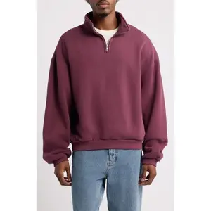 ELWOOD Oversize Core Quarter Zip Sweatshirt - Maroon