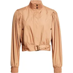 Chloé Crop Gathered Cotton Poplin Jacket - Reef Shell