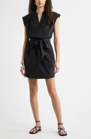Nordstrom Sleeveless Belted Mini Dress - Black