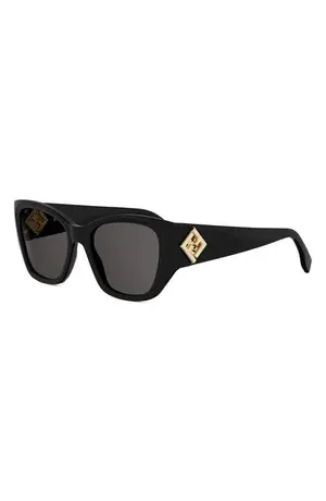 Fendi Cat Eye Sunglasses - Shiny Black/smoke