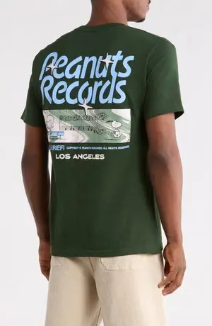 THE FORECAST AGENCY Peanuts® Records Cotton Graphic T-shirt