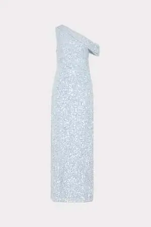 MILLY Stevie Sequin One-shoulder Maxi Dress