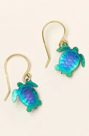 UNCOMMON GOODS Iridescent Sea Turtle Dangle Earrings - Multi