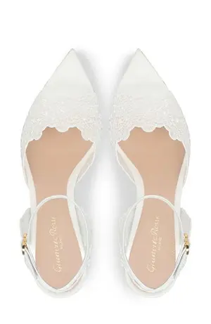 GIANVITO ROSSI Yvonne Lace Stiletto Sandal - White Textile