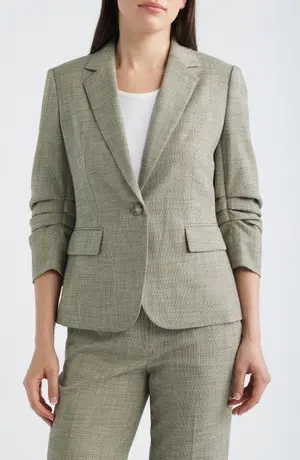 Anne Klein Scrunch Sleeve One-button Blazer