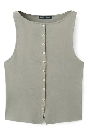 Mango Sleeveless Button-front Tank Top