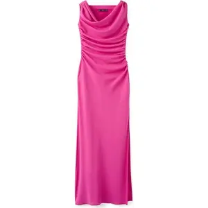 Mango One-shoulder Ruched Maxi Dress With Side Slit