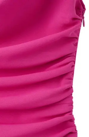Mango One-shoulder Ruched Maxi Dress With Side Slit