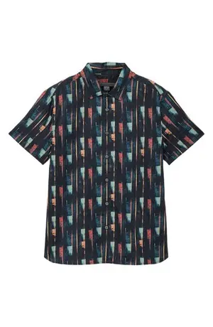 John Varvatos Sean Stripe Cotton Short Sleeve Button-up Shirt - Navy