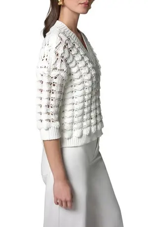 Donna Karan New York Relaxed Fit V-neck Sweater - Cream