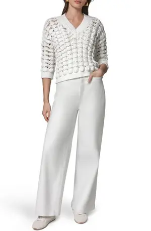 Donna Karan New York Relaxed Fit V-neck Sweater - Cream