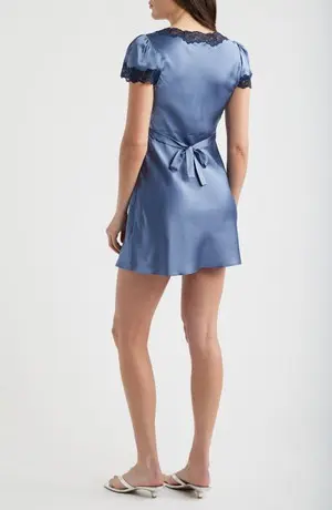 REFORMATION Romi Lace Detail Silk Mini Dress