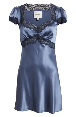 REFORMATION Romi Lace Detail Silk Mini Dress