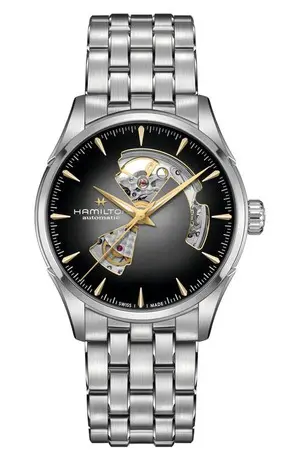 Hamilton Jazzmaster Open Heart Bracelet Watch - Black