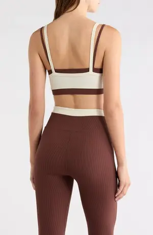 Year Of Ours Layered Rib Sports Bra - Shell/chocolate