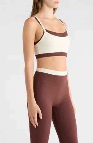 Year Of Ours Layered Rib Sports Bra - Shell/chocolate