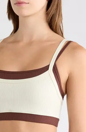 Year Of Ours Layered Rib Sports Bra - Shell/chocolate