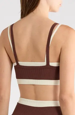 Year Of Ours Layered Rib Sports Bra - Chocolate/shell