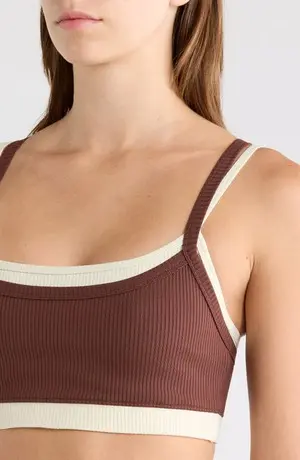 Year Of Ours Layered Rib Sports Bra - Chocolate/shell