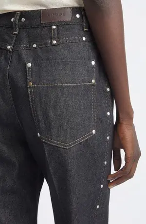 LEMAIRE Studded High Waist Straight Leg Jeans