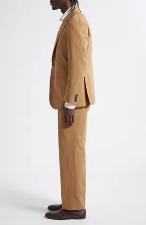 J. MUESER Waverly Tapered Sueded Cotton & Linen Suit