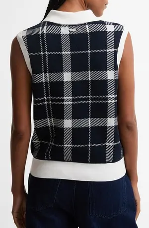 Barbour Allerdale Plaid Sleeveless Knit Polo Sweater