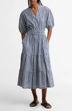 Barbour Ashwell Check Print Midi Dress