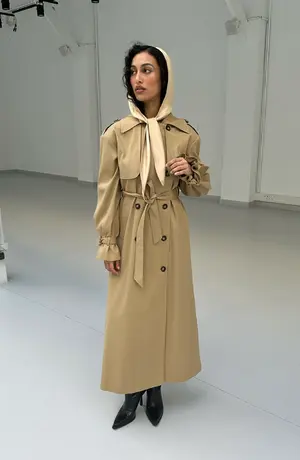 SAEMDI Aurora Trench Coat With Silky Scarf