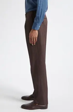 J. MUESER Waverly Single Pleat Tapered Cotton & Linen Trousers