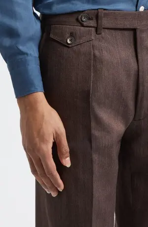 J. MUESER Waverly Single Pleat Tapered Cotton & Linen Trousers