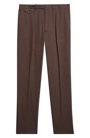 J. MUESER Waverly Single Pleat Tapered Cotton & Linen Trousers