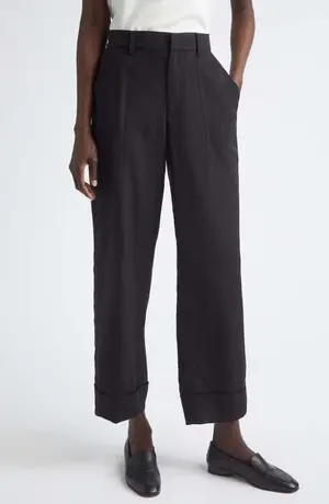 Lafayette 148 New York Stretch Silk Crêpe De Chine Straight Leg Pants - Black