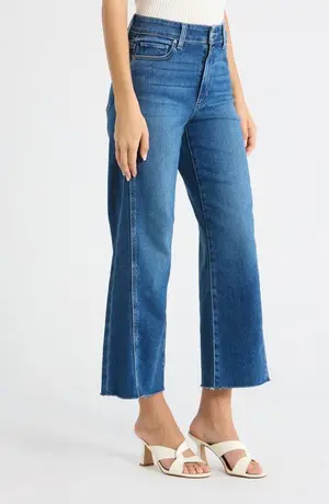 Paige Anessa Twisted Seam High Waist Ankle Wide Leg Jeans - Hollyhock
