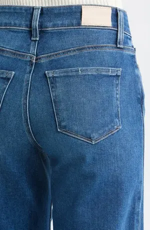 Paige Anessa Twisted Seam High Waist Ankle Wide Leg Jeans - Hollyhock