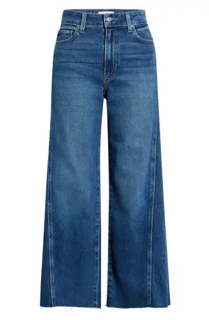 Paige Anessa Twisted Seam High Waist Ankle Wide Leg Jeans - Hollyhock