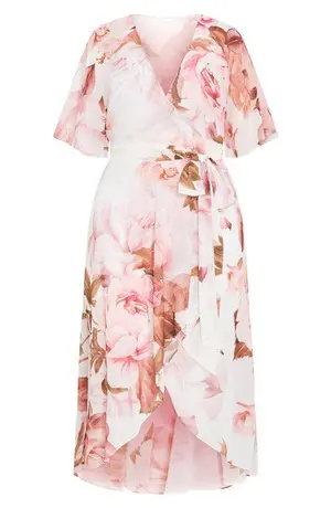 City Chic Floral Print Wrap Dress