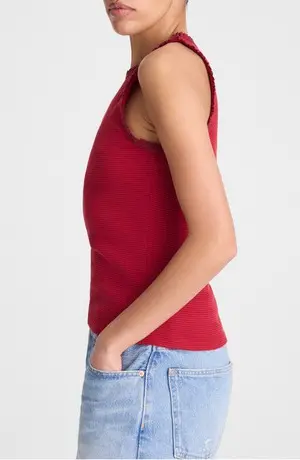 Madewell Lace Trim Rib Tank - Red Currant