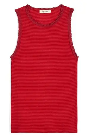 Madewell Lace Trim Rib Tank - Red Currant