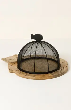 UNCOMMON GOODS Cozy Cat Serving Board & Cloche