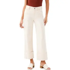 Karen Kane Cuffed Crop Jeans - Natural
