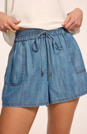 Ramy Brook Annalise High Waist Chambray Shorts