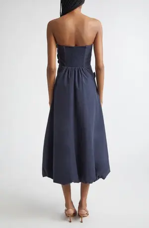 Ramy Brook Zaria Floral Appliqué Strapless Midi Dress