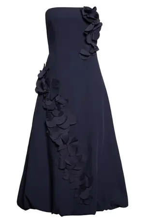Ramy Brook Zaria Floral Appliqué Strapless Midi Dress