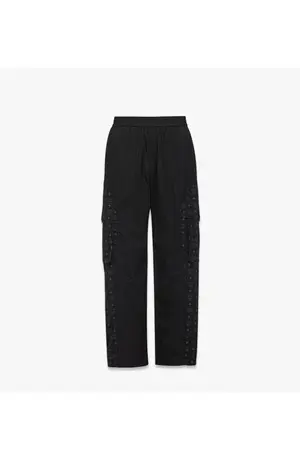 Mcm Monogram Cargo Pants In Recycled Nylon - Black