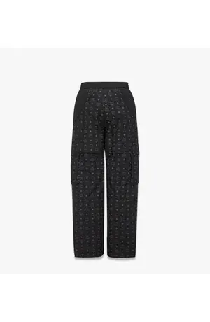 Mcm Monogram Cargo Pants In Recycled Nylon - Black